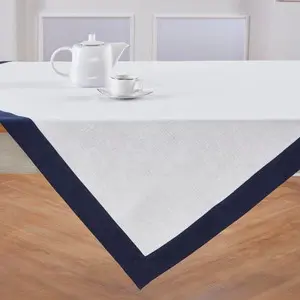 SOLINO HOME Linen Table Throwcontempo - Navy And White