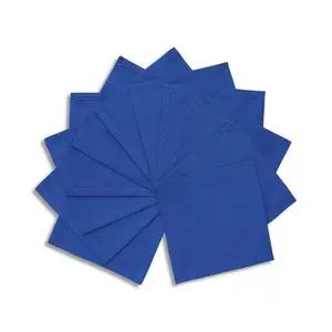 Solino Home Cotton Linen Plain Cocktail Napkins Set Of 12, 6 X 6 Inch For Dining Table Blue