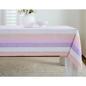 SOLINO HOME Linen Table Throw Stripe, 50 X 50 Inch - Gelato