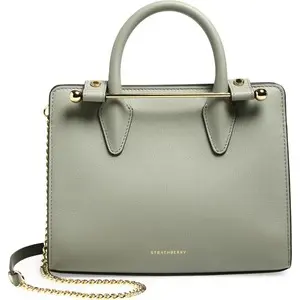 Strathberry Mini Leather Tote - Library Green