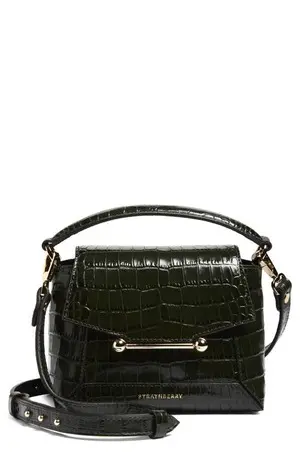 Strathberry Nano Mosaic Croc Embossed Leather Handbag - Forest