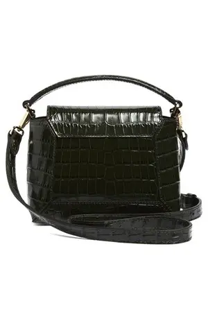Strathberry Nano Mosaic Croc Embossed Leather Handbag - Forest