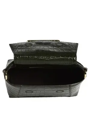 Strathberry Nano Mosaic Croc Embossed Leather Handbag - Forest