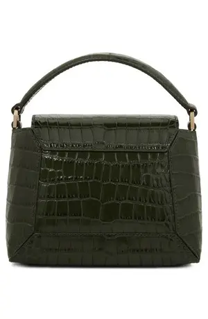 Strathberry Nano Mosaic Croc Embossed Leather Handbag - Forest
