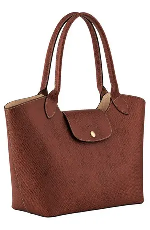 Longchamp Leather Shoulder Tote - Brown