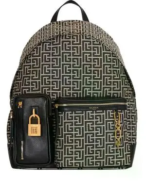 Balmain Monogram-jacquard Backpack - Black