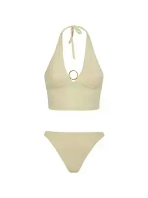 TALLER MARMO Ring-detail Halterneck Bikini Set - Neutrals