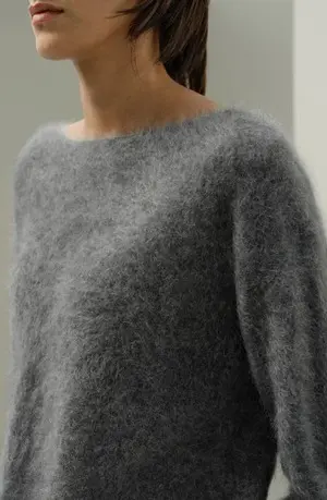Lilysilk Boat-neck Brushed Cashmere Sweater - Thunder