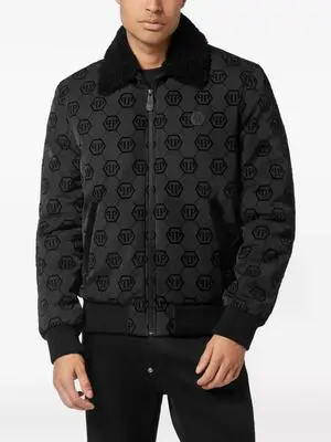 Philipp Plein Monogram Shearling-collar Bomber Jacket