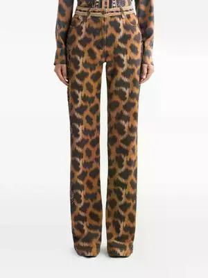 Etro Bootcut Jeans With Animal Motif - Brown
