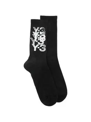 Y3 Logo-detail Socks - Black