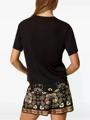 TWINSET Sequin Logo Crewneck T-shirt - Black