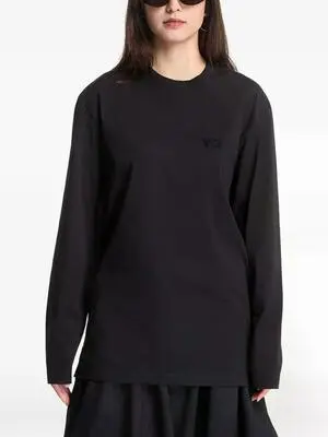 Y3 Logo-print Long-sleeved T-shirt - Black