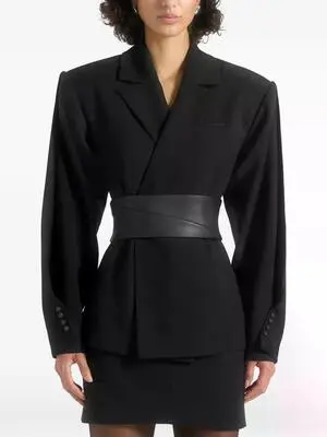 Manière De Voir Twist Sleeve Belted Blazer - Black