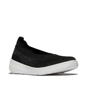 Fitflop Super-q Knit Ballet Flats - Black/silvereen