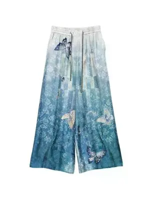 PIERRE-LOUIS MASCIA Butterfly-print Palazzo Pants - Blue