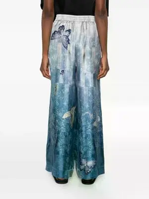 PIERRE-LOUIS MASCIA Butterfly-print Palazzo Pants - Blue