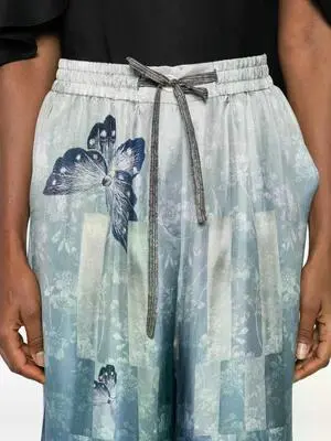 PIERRE-LOUIS MASCIA Butterfly-print Palazzo Pants - Blue