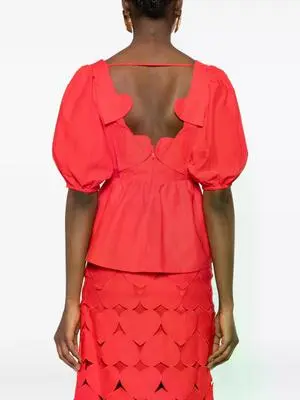 Farm Rio Heart Puff-sleeve Blouse - Red