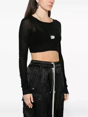 Rick Owens Long-sleeve Crop Top - Black