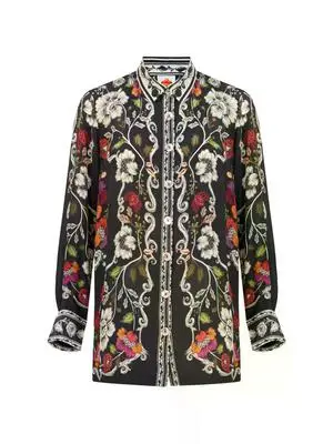 Farm Rio Floral Print Button-up Shirt