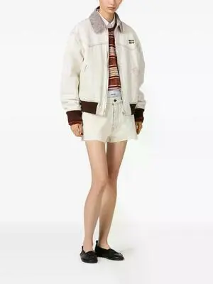 Miu Miu Oversized Zip-up Jacket - White