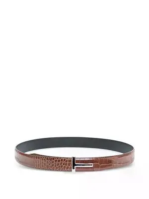 TOM FORD Crocodile-effect Belt - Brown