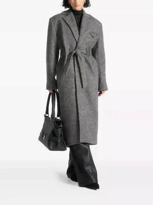 Manière De Voir Jena Cinch-belt Wide-shoulder Wool Coat - Grey