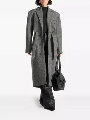 Manière De Voir Jena Cinch-belt Wide-shoulder Wool Coat - Grey