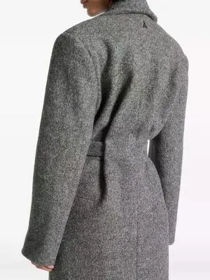 Manière De Voir Jena Cinch-belt Wide-shoulder Wool Coat - Grey