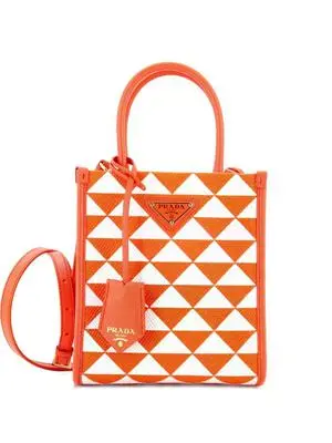 Prada Symbole Shopper Tote Jacquard Mini Crossbody Bag - Orange