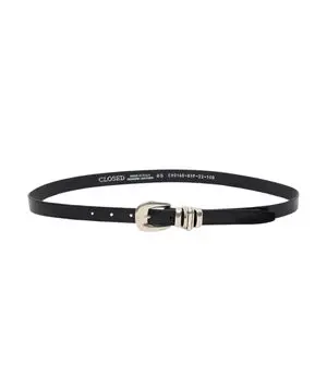 Closed Leather Belt With Silver-tone Buckle - Black