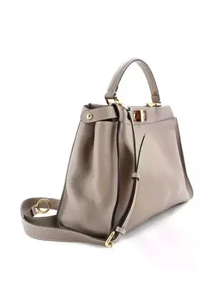 Fendi Peekaboo Regular Satchel Leather Bag - Grey