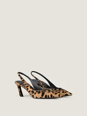 Givenchy Spiky Slingback Pumps With Leopard Print - Black/beige