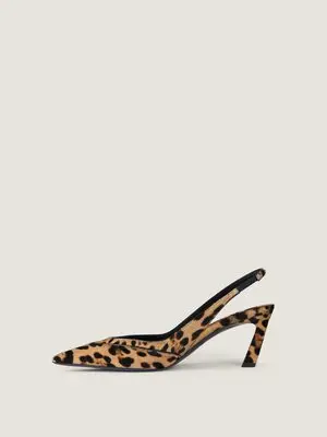 Givenchy Spiky Slingback Pumps With Leopard Print - Black/beige
