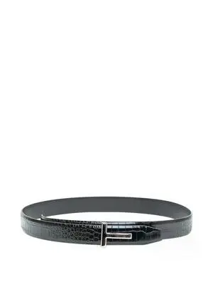 TOM FORD Crocodile-effect Belt - Black
