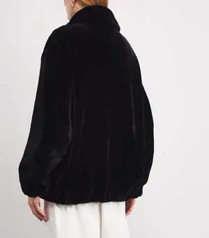 Nour Hammour Lambskin Shearling Bomber Jacket