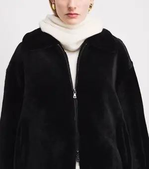 Nour Hammour Lambskin Shearling Bomber Jacket