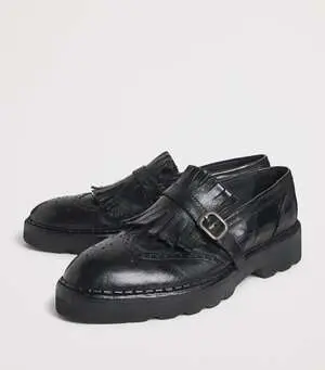 Eleventy Leather Fringed Derby Shoes