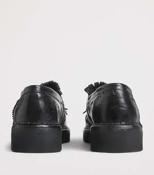 Eleventy Leather Fringed Derby Shoes
