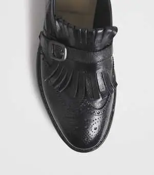Eleventy Leather Fringed Derby Shoes