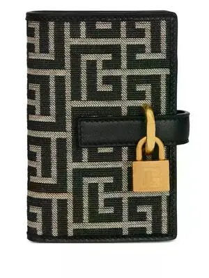 Balmain Monogram Jacquard Wallet - Black
