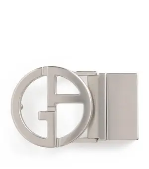 Giorgio Armani Brushed Palladium-plated Ga Logo Belt Buckle - Grey