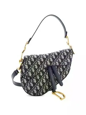 Dior Saddle Handbag With Strap Oblique Canvas - Blue