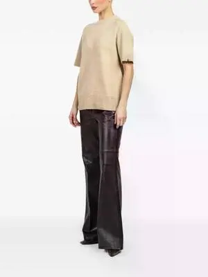 Extreme Cashmere Short-sleeve Ribbed Sweater - Neutrals