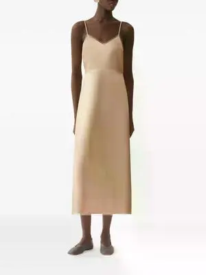 Fabiana Filippi Caped Slip Midi Dress - Neutrals