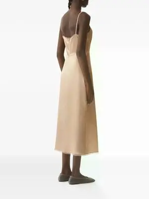 Fabiana Filippi Caped Slip Midi Dress - Neutrals