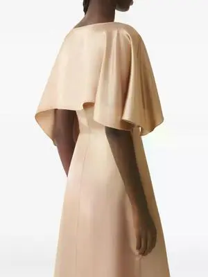 Fabiana Filippi Caped Slip Midi Dress - Neutrals