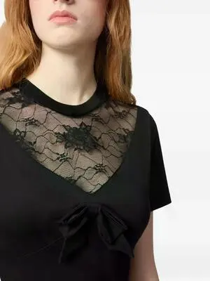 Nina Ricci Bow Lace-inserts Short-sleeves T-shirt