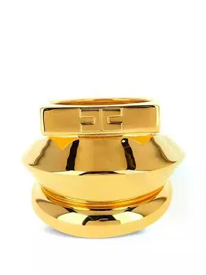 Elisabetta Franchi Logo Embossed Band Ring - Gold